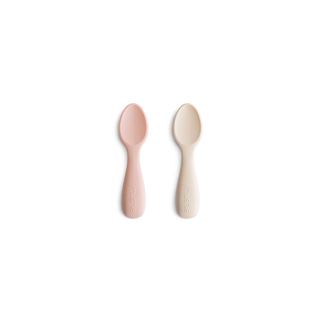 Mushie Silicone Toddler Starter Spoons | 2-Pack - Blush/Shifting Sand