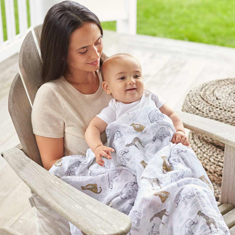 aden + anais Large Organic Cotton Muslin Swaddles - 4 Pack - Safari Dr