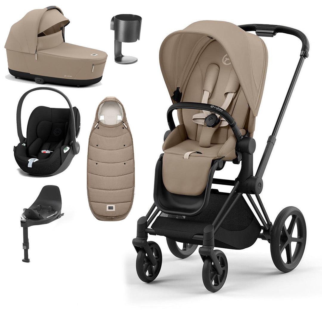 CYBEX Priam Cloud T Premium Travel System - Cozy Beige/Black