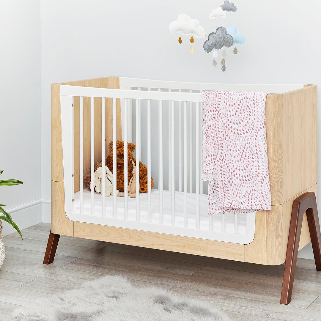 Gaia Baby Hera Cot Bed + Dresser Two Piece Bundle - Natural + Walnut ...