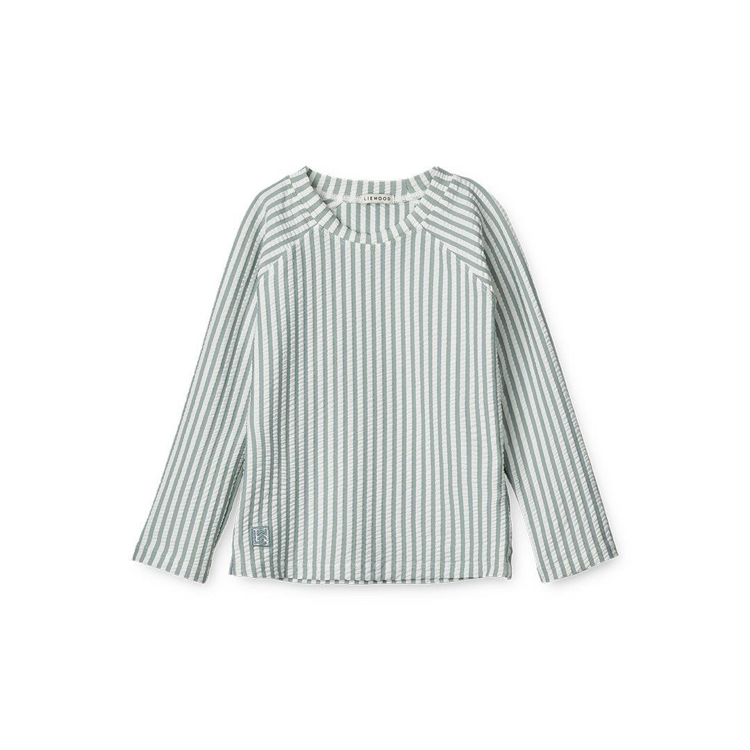 Liewood Noah Seersucker Swim Tee - Sea Blue Stripe - White Swimwear ...