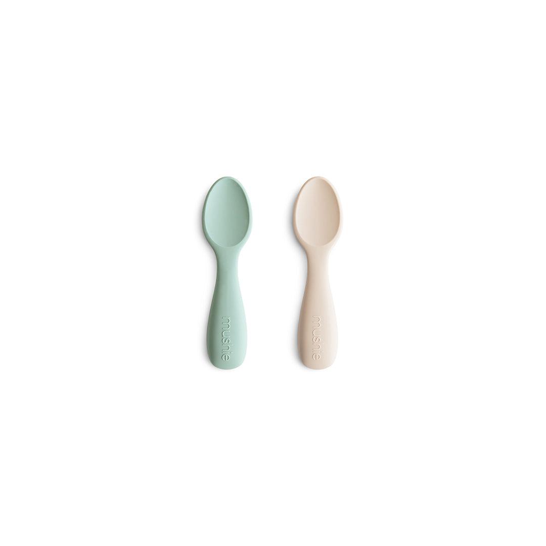 Mushie Silicone Toddler Starter Spoons | 2-Pack - Cambridge Blue/Shift