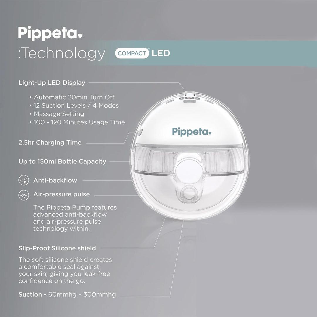 Pippeta Compact LED Hands Free Breast Pump - 2 Pack | Natural Baby Shower