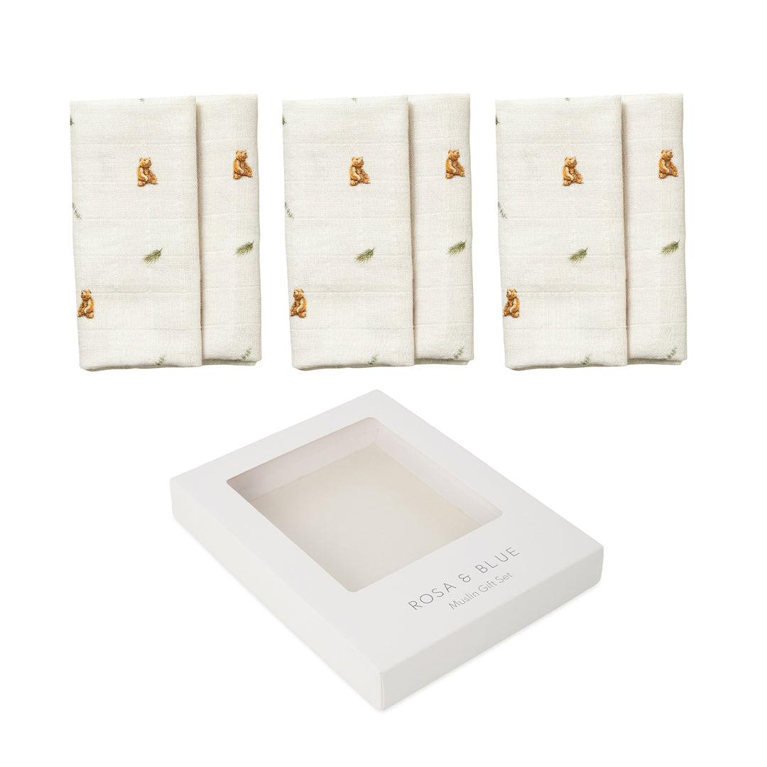 Rosa & Blue Muslin Squares - Brown Bear - 3 Pack Breast | Bottle ...
