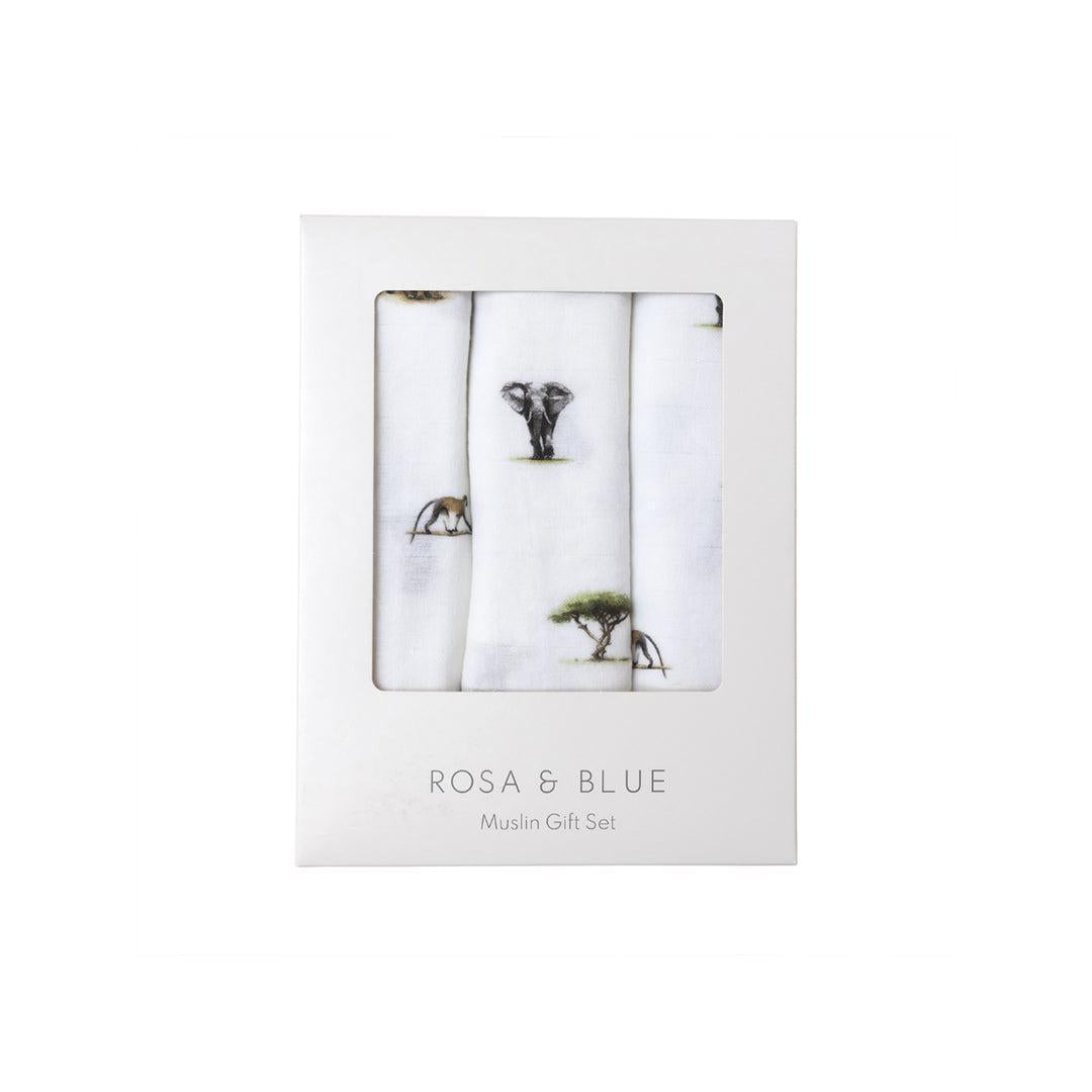 Rosa & Blue Muslin Squares - Safari - 3 Pack