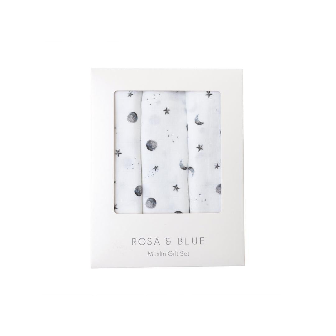 Rosa & Blue Muslin Squares - Starlit Moon - 3 Pack