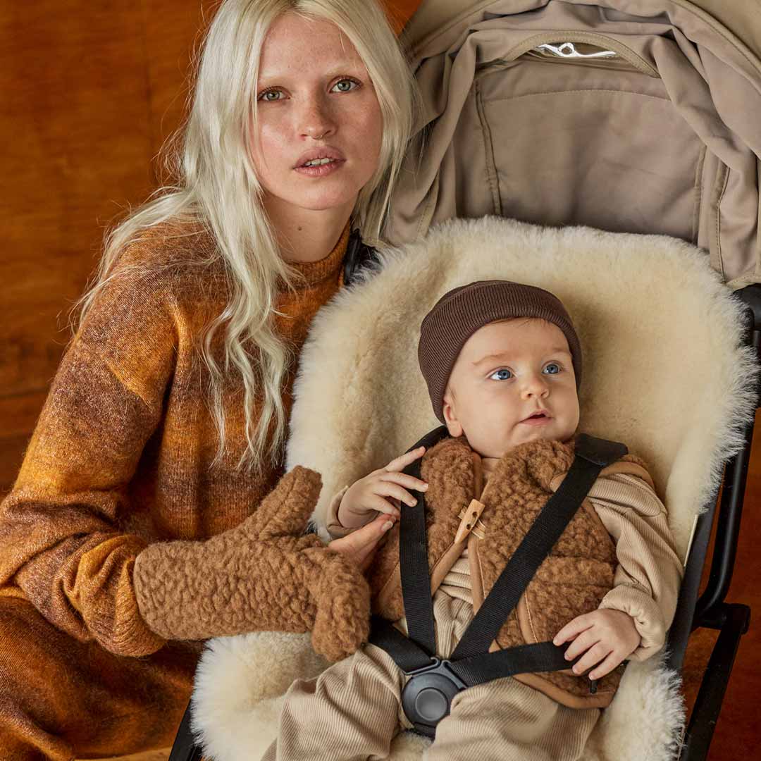 BINIBAMBA Sheepskin Snuggler - Peanut | Natural Baby Shower