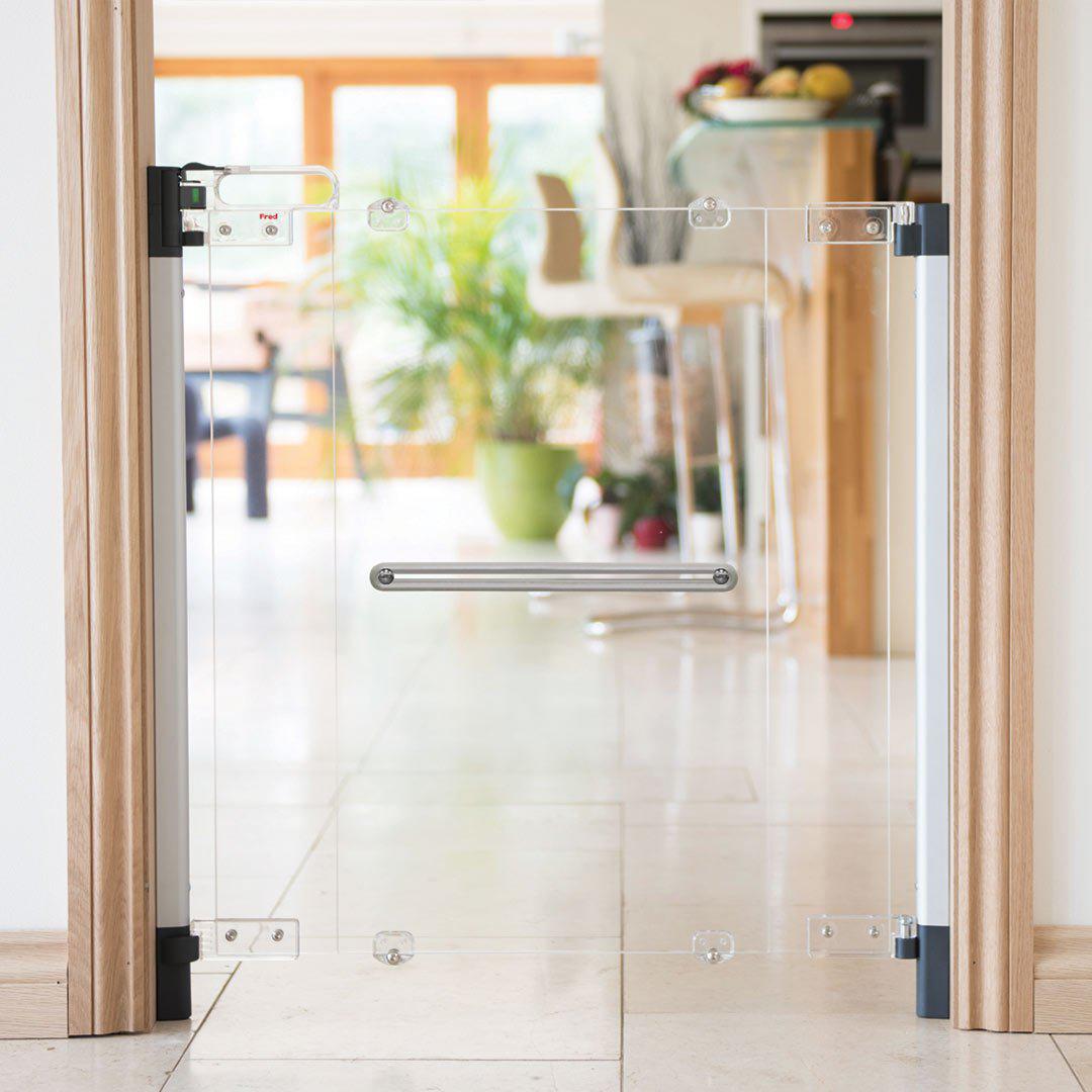Fred Screw Fit Stairgate - Clear Acrylic Panel/Dark Grey Fittings ...