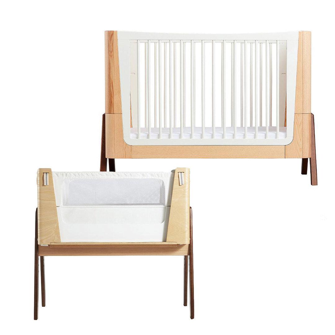 Gaia Baby Hera Cot Bed + Bedside Crib Two Piece Bundle - Natural + Wal ...