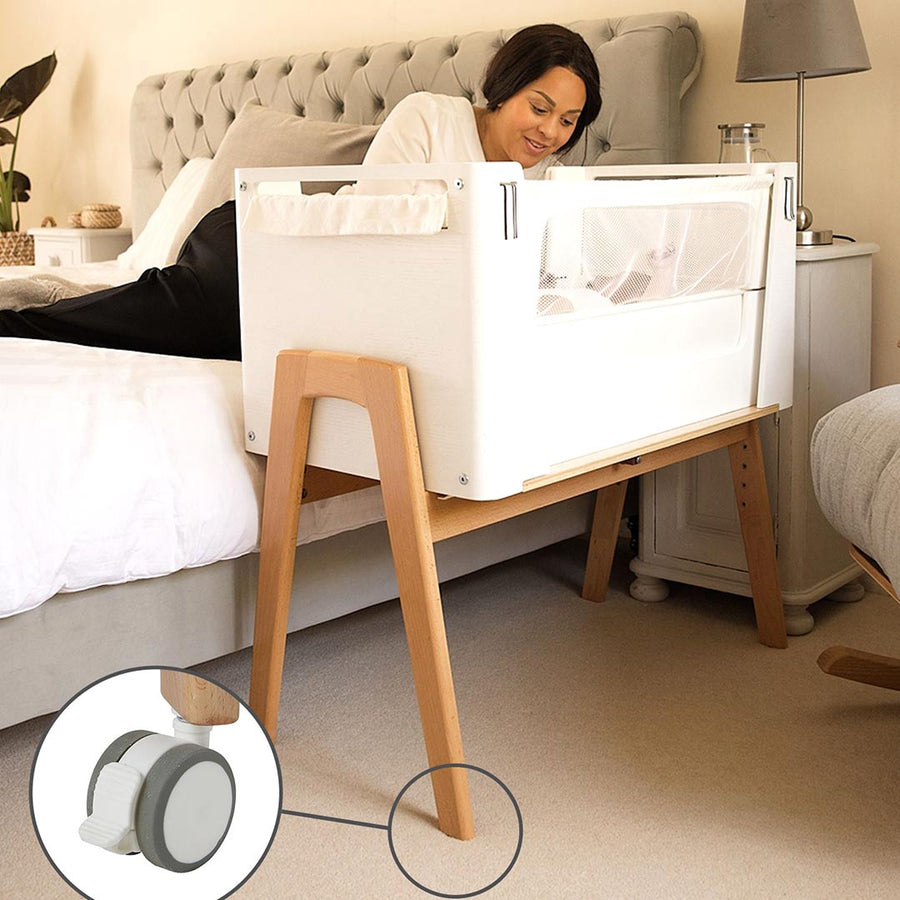 Gaia Baby Hera Cot Bed + Bedside Crib Two Piece Bundle - Scandi-White